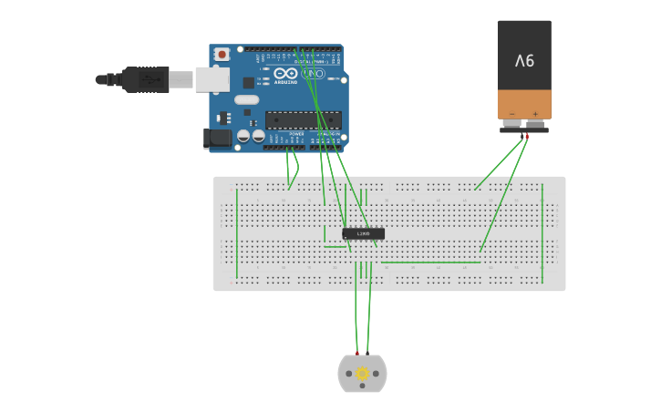 Circuit design Control de motor de Corriente Continua - Tinkercad