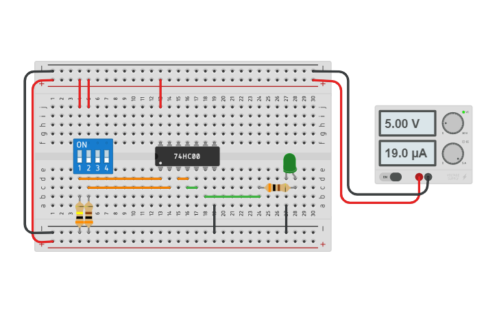 Circuit design AND Gate Operation using NAND Gate - Tinkercad