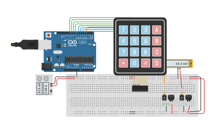 Circuit design Clase 22_Teclado_Matricial - Tinkercad