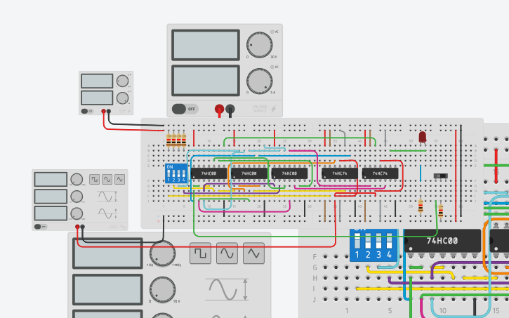 Circuit design PISO | Tinkercad