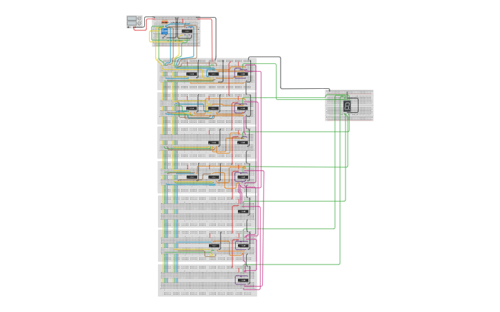 Circuit design BCD to Seven Segment Decoder | Tinkercad