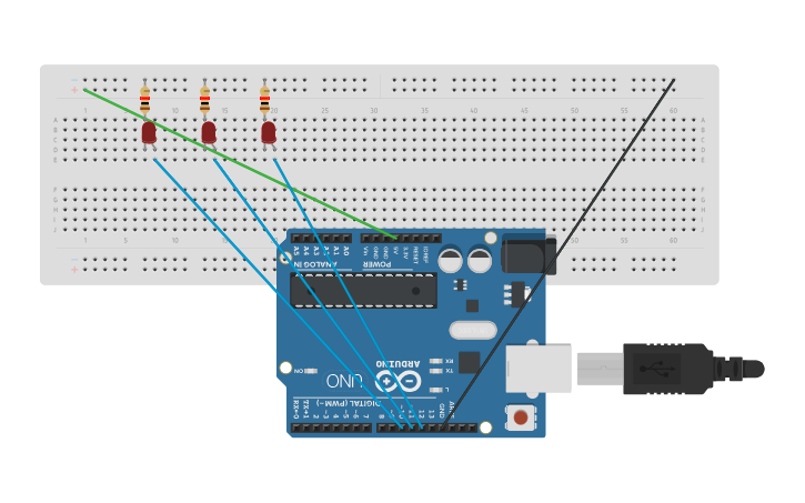 Circuit design Led+Piezo - Tinkercad
