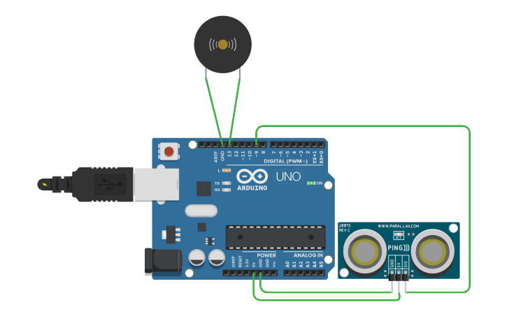 Circuit Design Ultrasonic Distance Sensor Tinkercad
