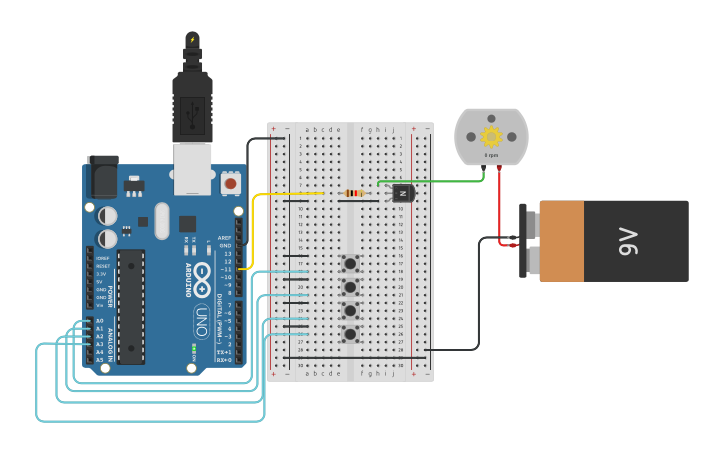 Circuit design Copy of Incomplete Analog Output 2 (Blender Example) | Tinkercad