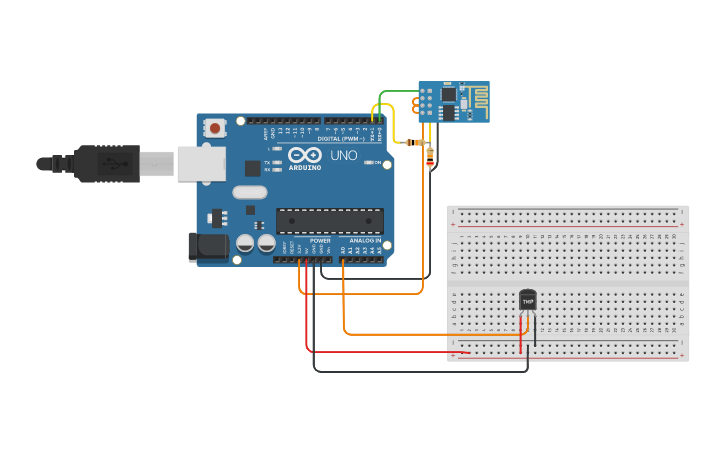 Circuit design Interfacing IoT device with Cloud - Tinkercad