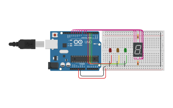 Circuit design Traffic Light - Tinkercad