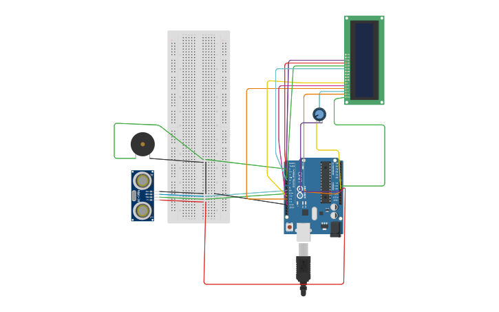 Circuit design Obstacle Detection -Alarm - Tinkercad