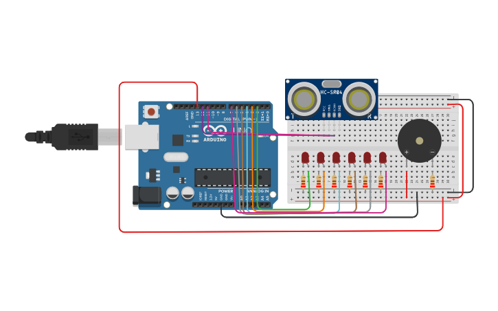 Circuit design sensor y piezo - Tinkercad