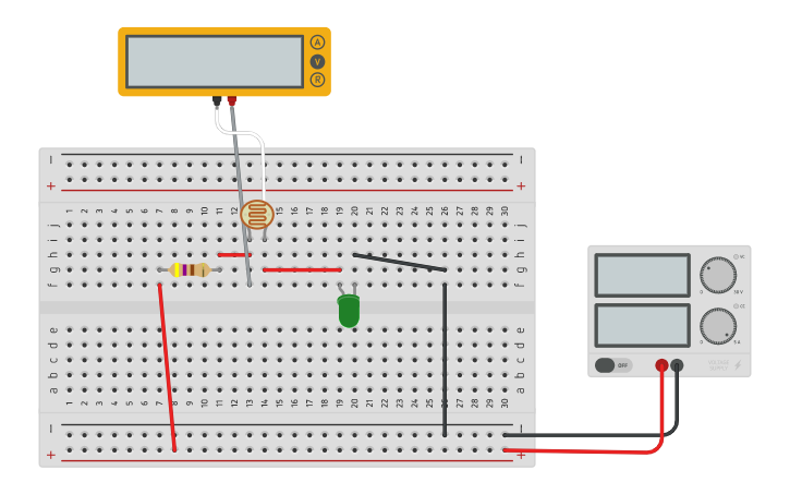 Circuit design LDR RESISTOR DEPENDIENTE - Tinkercad