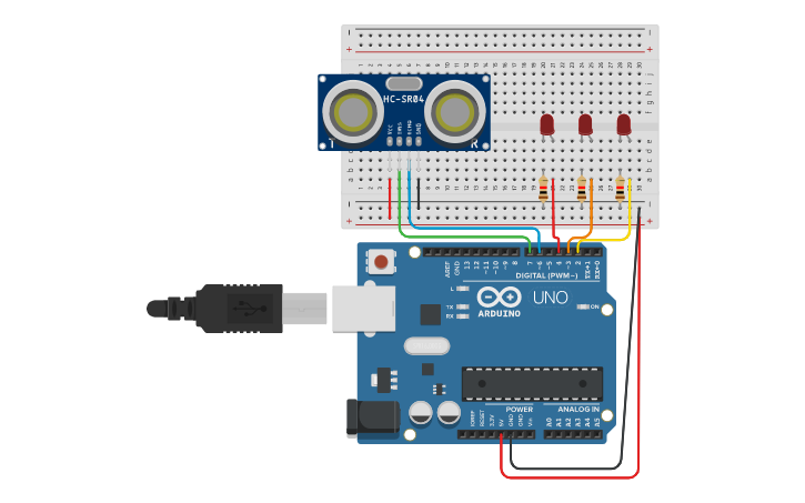 Circuit design SENSOR DE DISTANCIA CON ARDUINO - Tinkercad