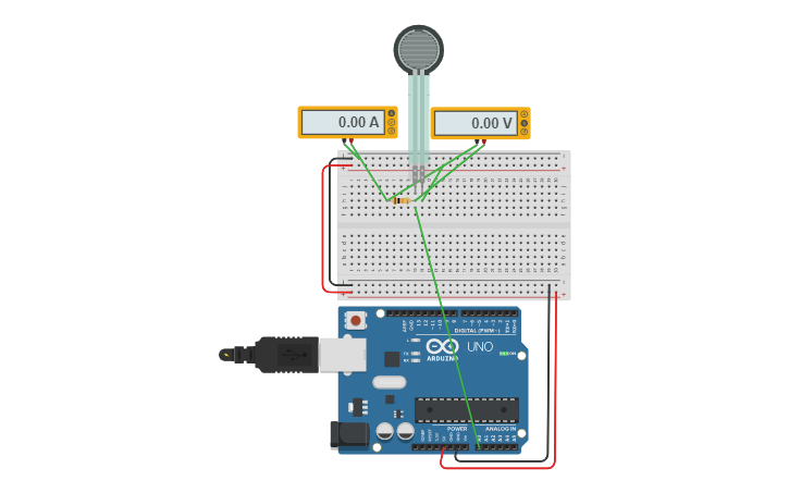 Circuit design FSR Force Sensor Resistor - Tinkercad
