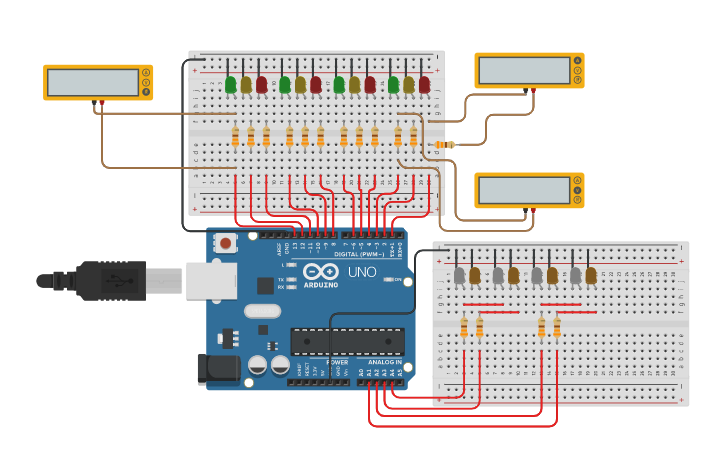 Circuit design 4 Way Traffic Light Prototype - Tinkercad