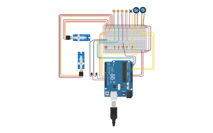 Circuit Design Dual Axis Rotation Motor Robot Design Tinkercad