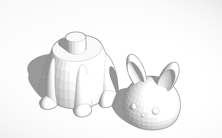 3D design cute moving head bunny - Tinkercad