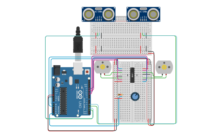 Circuit design Autonomous Car - Tinkercad