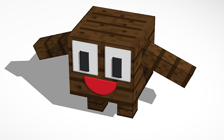 3D design dark oak wood planks block person - Tinkercad