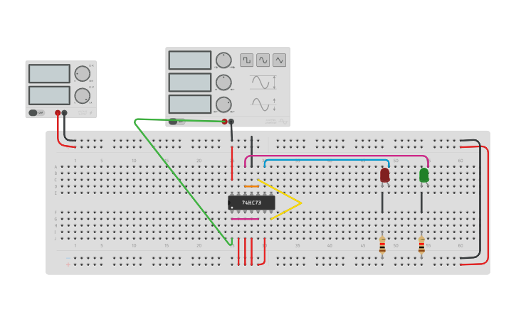 Circuit design exp 6 2-bit sync up count - Tinkercad