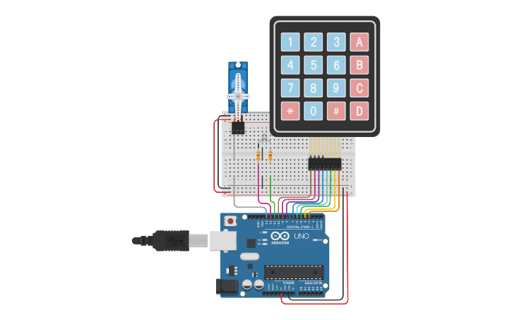 Circuit design cerradura con teclado - Tinkercad