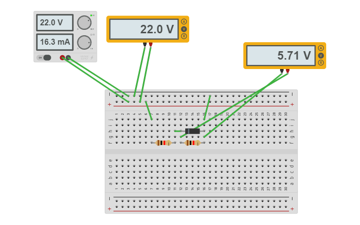 Circuit design Zener diode as a voltage regulator - Tinkercad