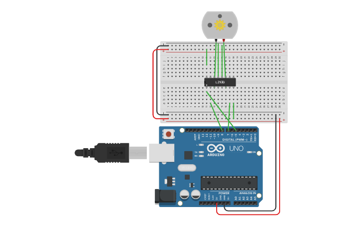 Circuit design Control de motor DC con arduino | Tinkercad