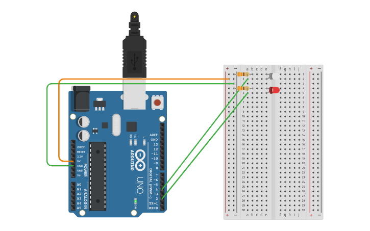 Circuit design Quiz practico arduino - Tinkercad