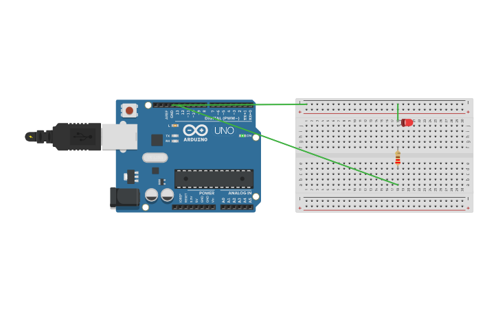 Circuit design LED Blink Schule SOS | Tinkercad