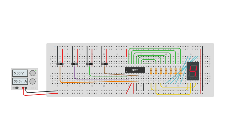 Circuit design bcd to seven segment decoder - Tinkercad