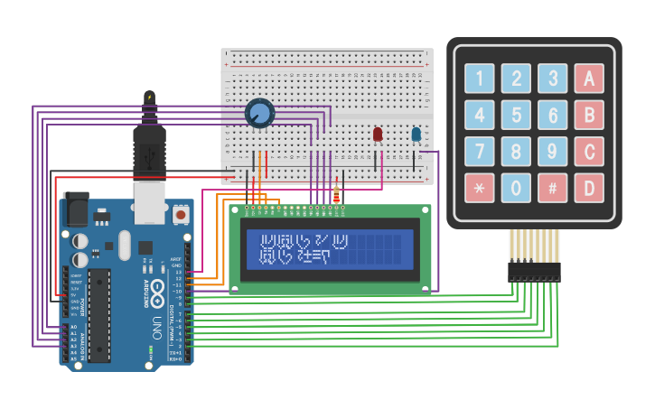 Circuit design LCD CON KEYPAD | Tinkercad