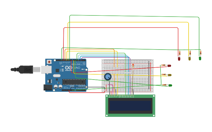 Circuit design 2 Way Traffic Light System - Tinkercad