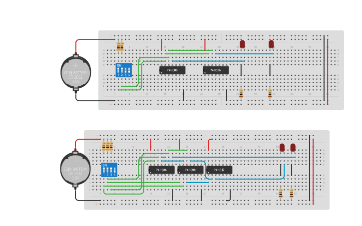 Circuit design Half & full adders | Tinkercad