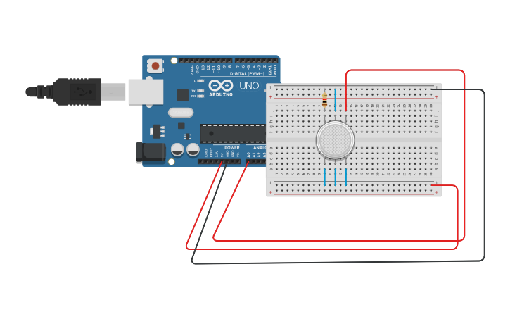 Circuit design Smoke Sensor - Tinkercad
