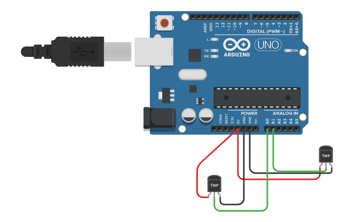 Circuit design Temperature - Tinkercad