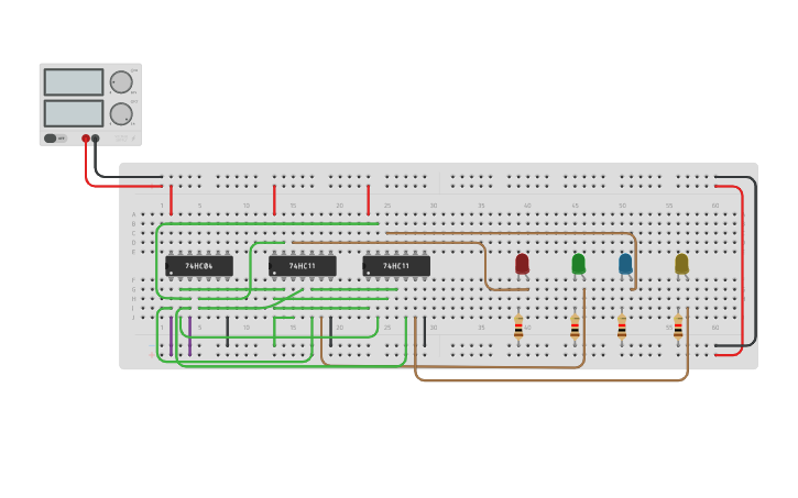 Circuit design 2 TO 4 DECODER - Tinkercad