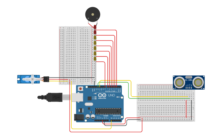 Circuit design distance sensor - Tinkercad