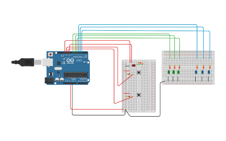 Circuit design Reaction time with dig counter | Tinkercad