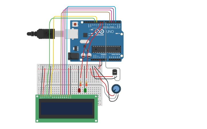 Circuit design Copy of Measurement of temperature and humidity - Tinkercad