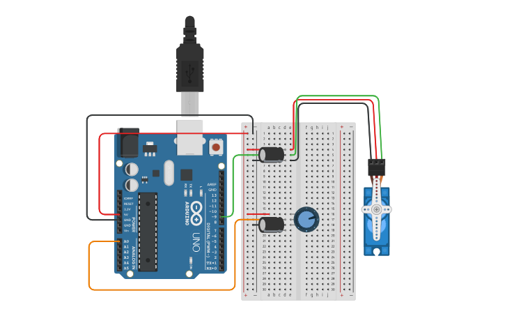 Circuit design Servos - Tinkercad