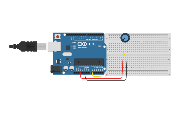 Circuit design Read potentiometer Analog value - Tinkercad
