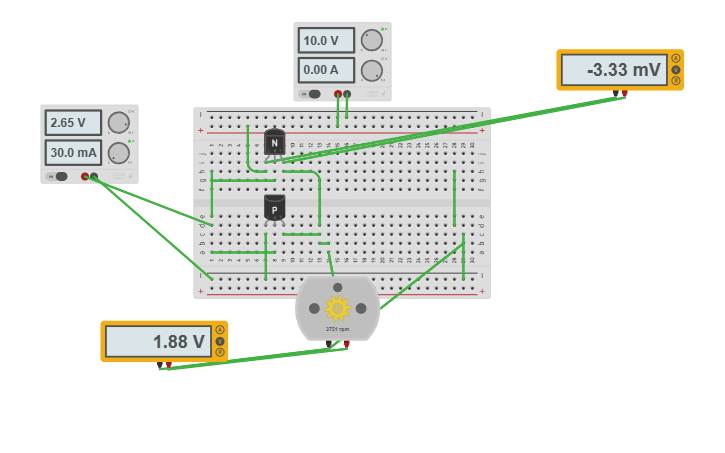 Circuit design Emitter Follower Half H-Bridge - Tinkercad