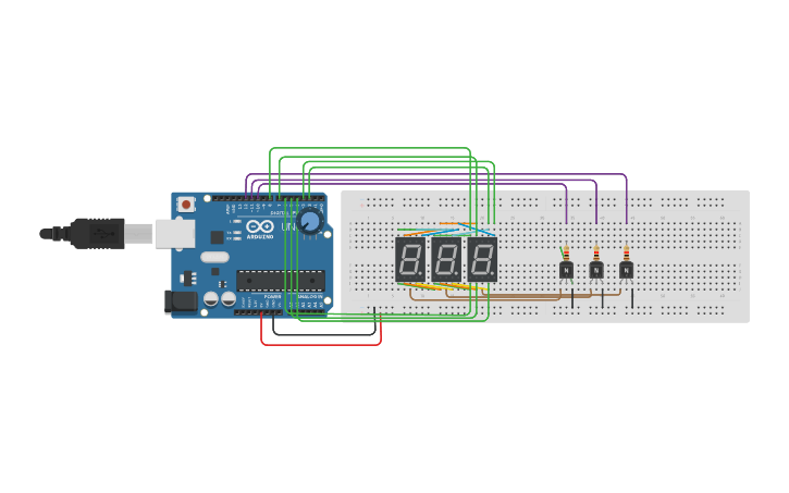 Circuit Design Display 7 Segmentos 3 Digitos Arduino Tinkercad 1222
