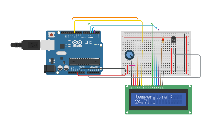 Circuit design Temperature monitoring system - Tinkercad