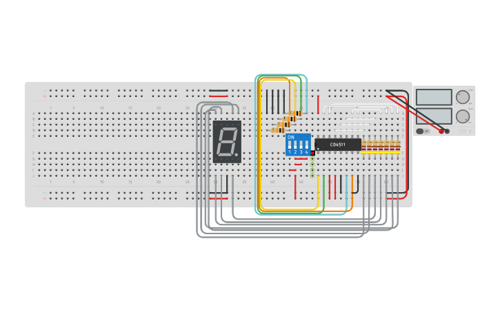 Circuit design BCD 7 segmentos - Tinkercad