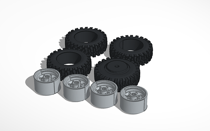 3D design OBS ford rims and tires - Tinkercad