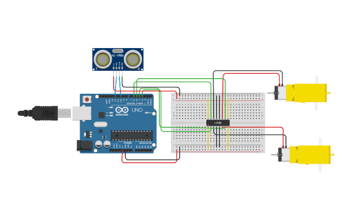 Circuit Design Obstacle Avoiding Robot Tinkercad