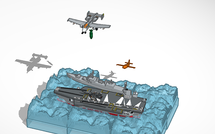 3D design Submarine in water with War | Tinkercad