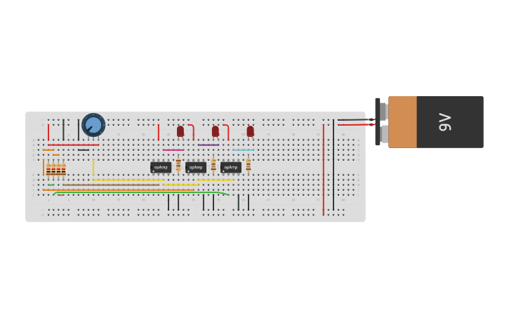 Circuit design Analog Digital Converter 3 bits - Tinkercad
