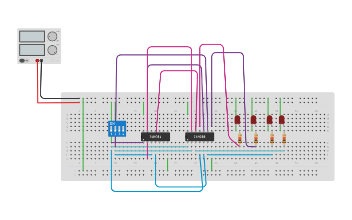 Circuit design 2:4 decoder - Tinkercad