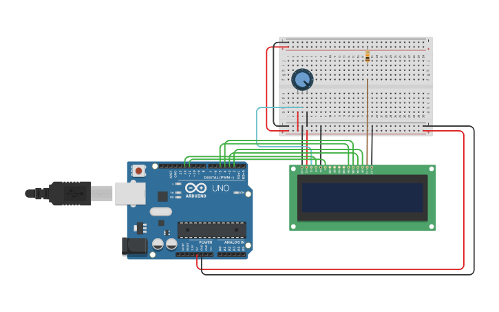 Circuit design Practical 2 (LCD) - Tinkercad