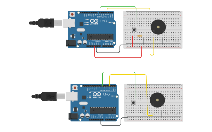 Circuit design Buzzer con pulsador - Tinkercad