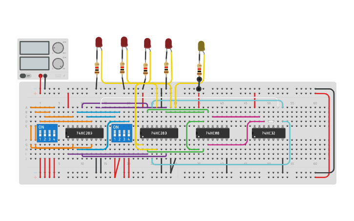 Circuit design BCD Adder - Tinkercad